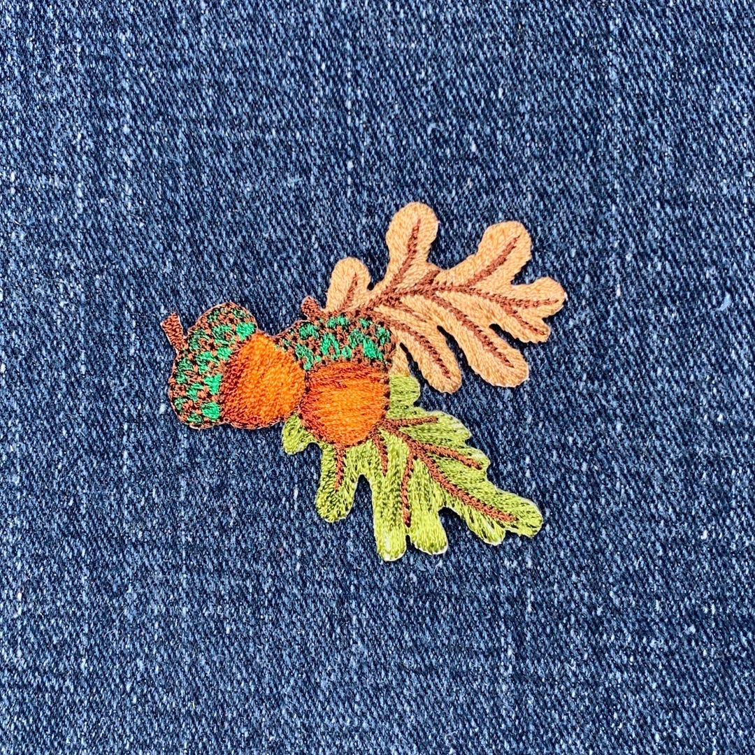Acorn & Leaves Applique Patch - Embroidered Oak Tree Nature Badge 2 ...