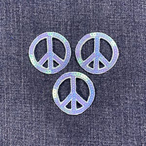Light Blue Peace Sign Applique Patch - Sequin World Peace 1.5" (3-pack ...