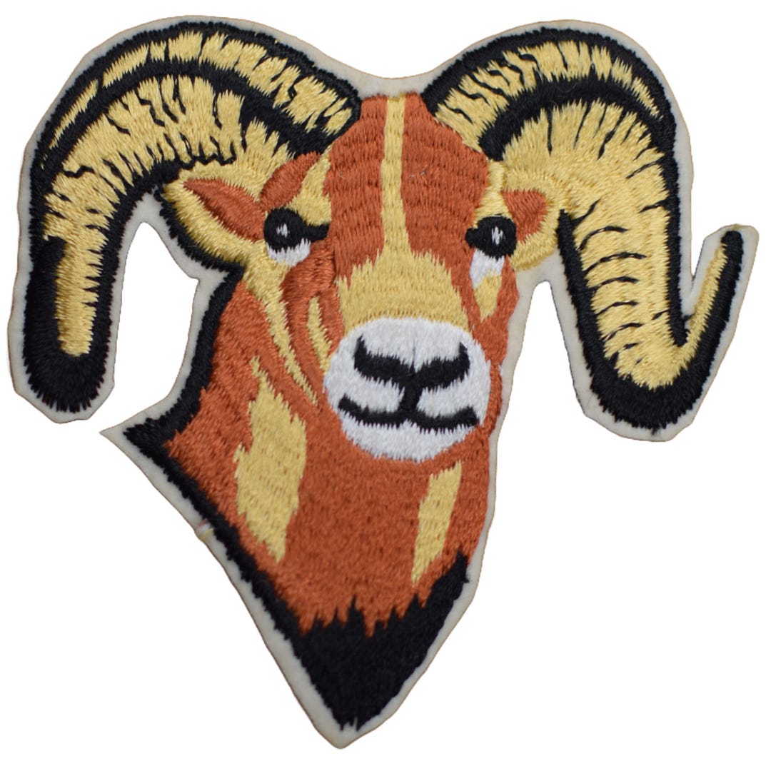 Large Vintage Ram Patch - Horns, Embroidered Animal Badge 4" (sew On ...