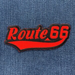Route 66 Patch - Black/red Rt. 66 Script Badge 4-7/8" (iron On) - Etsy