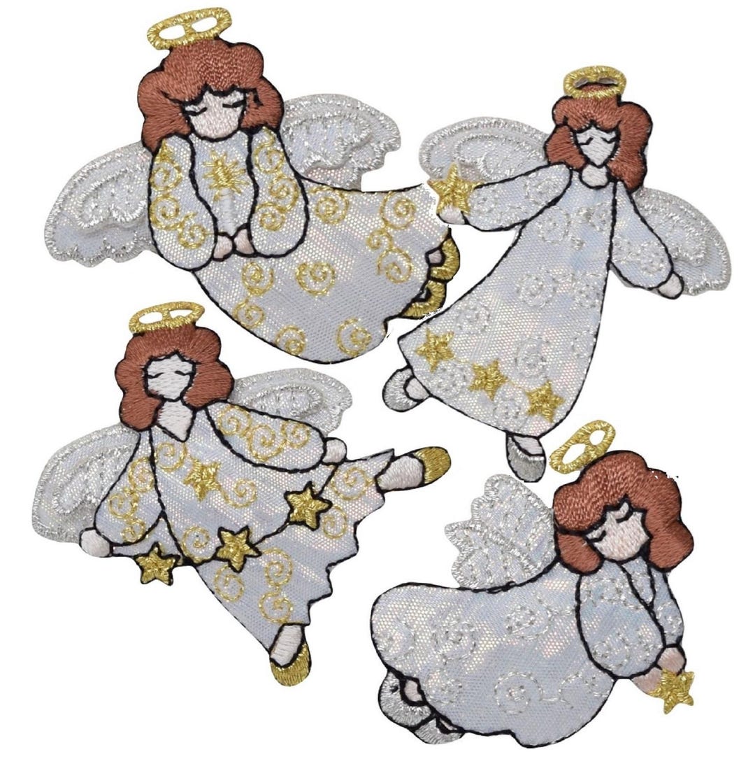 Angel Applique Patch Set - Shimmery Holy Religious Angels Badge (4-pack ...