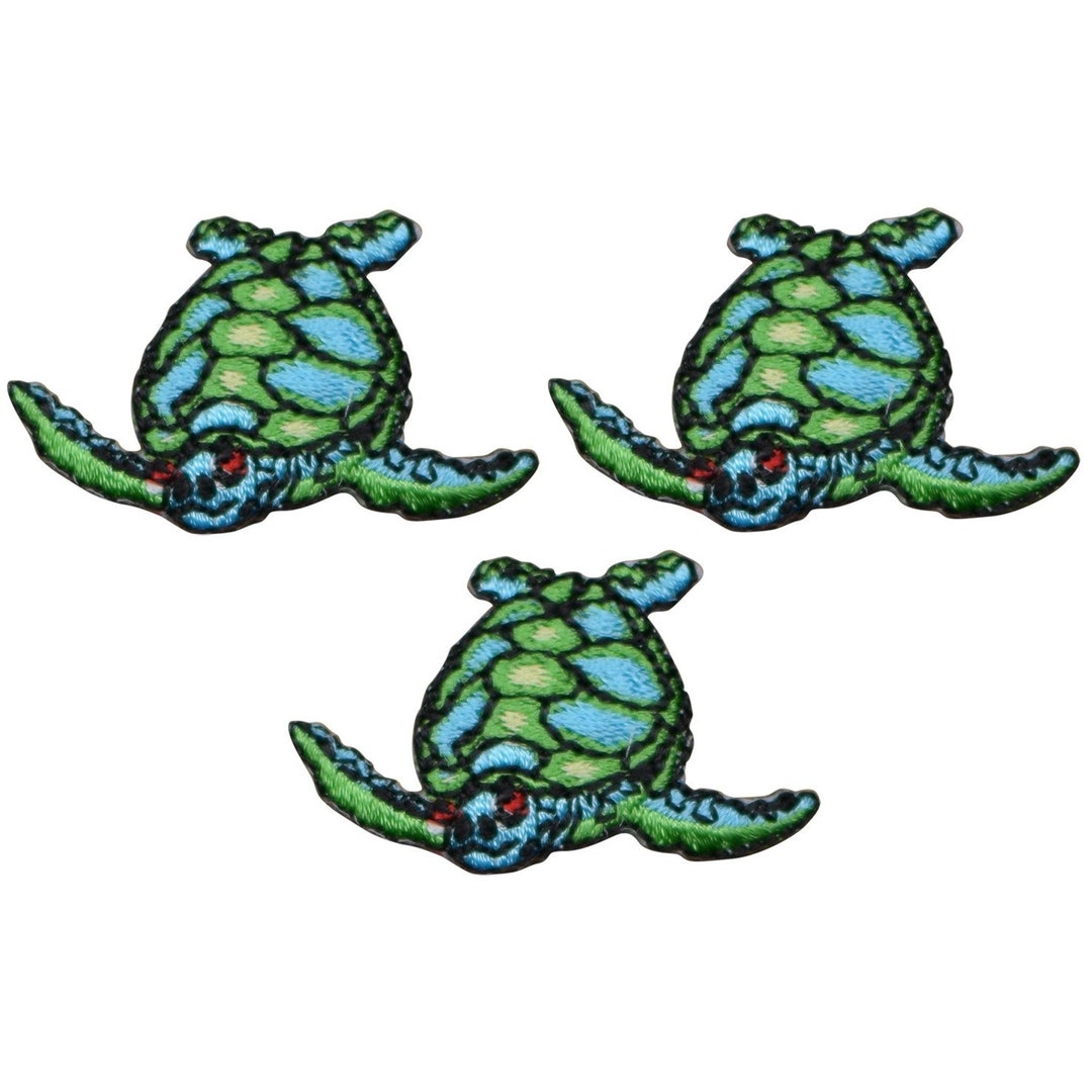 Mini Sea Turtle Applique Patch - Ocean Sea Creature 1.25" (3-pack, Iron ...