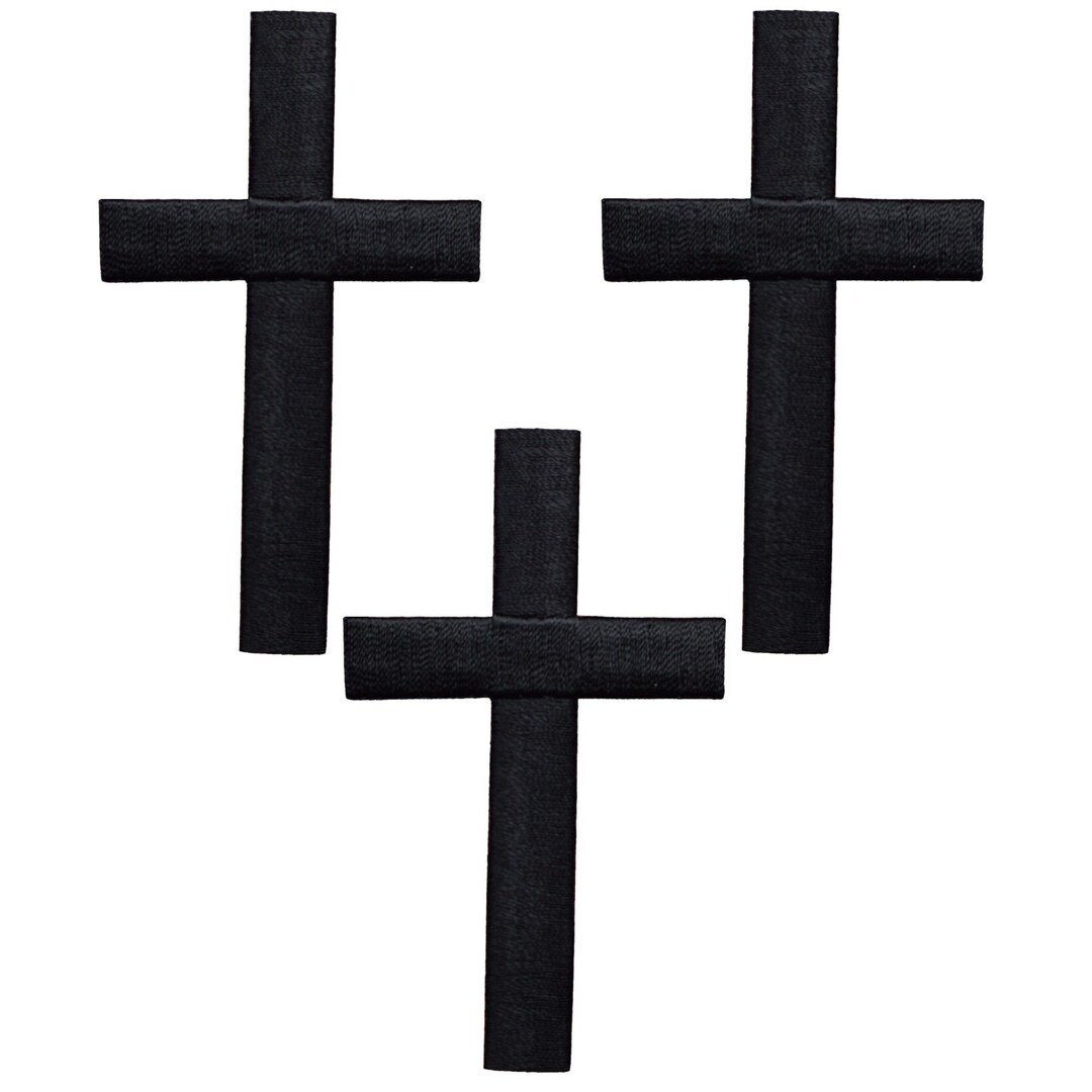 Large Black Cross Applique Patch - Christian Jesus Badge 3" (3-pack ...