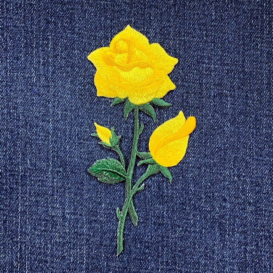 Yellow Rose Applique Patch - Embroidered Flower Badge 4.75" (iron On ...