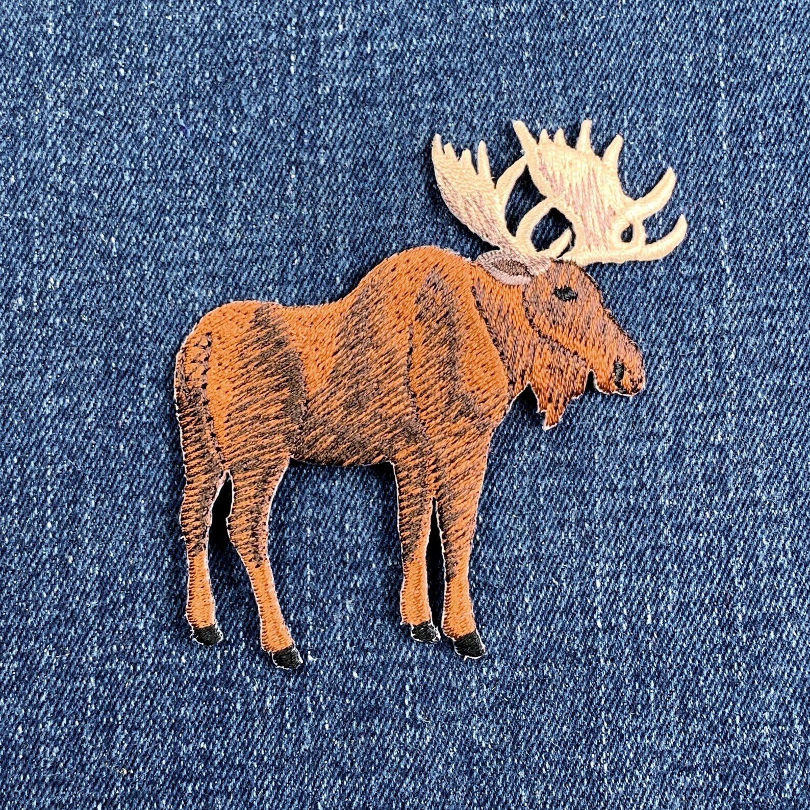 2-pack Moose Applique Patch Set - Embroidered Animal Badges 3" (iron On ...
