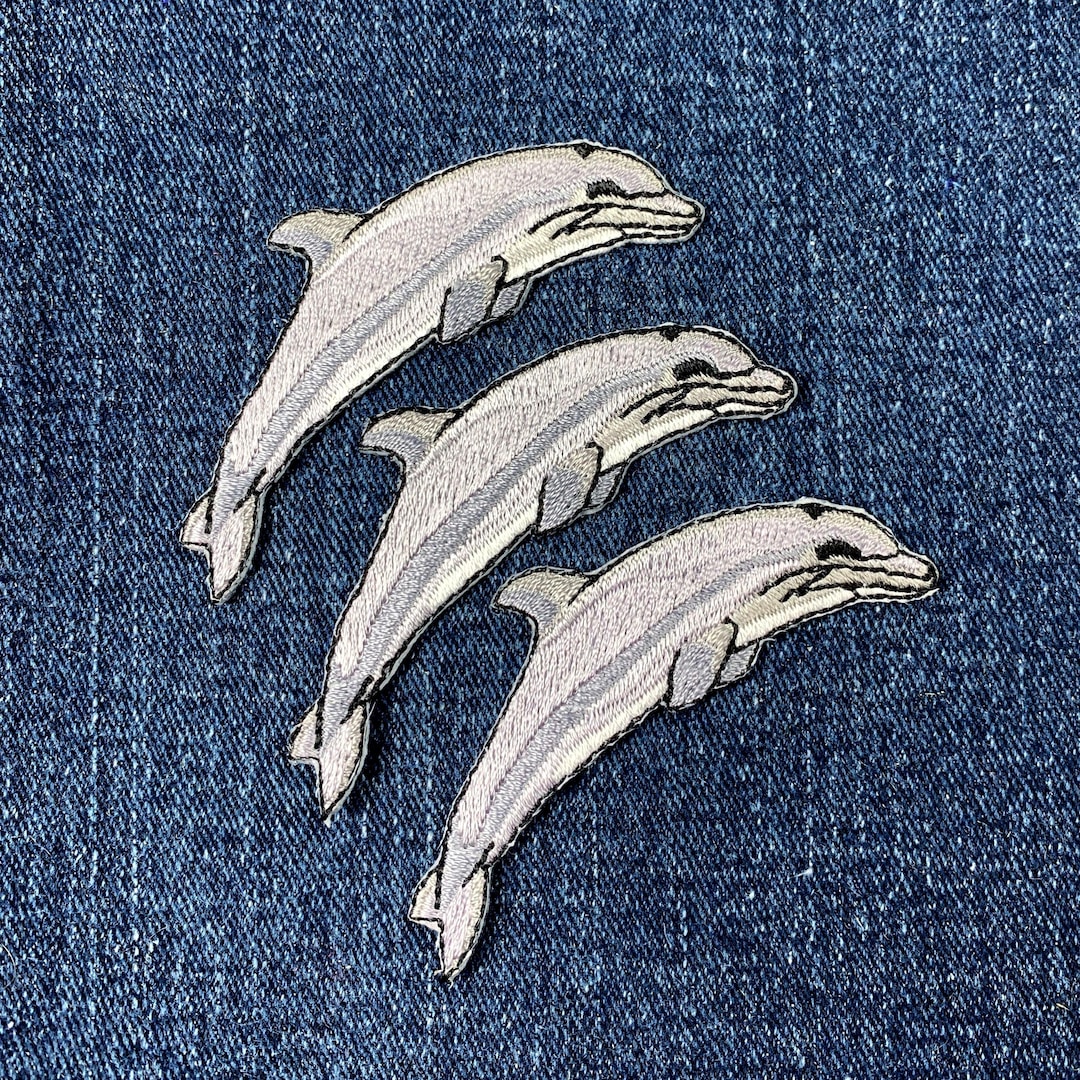 3-pack Dolphin Applique Patch - Embroidered Marine Mammal Badge 2.5 ...