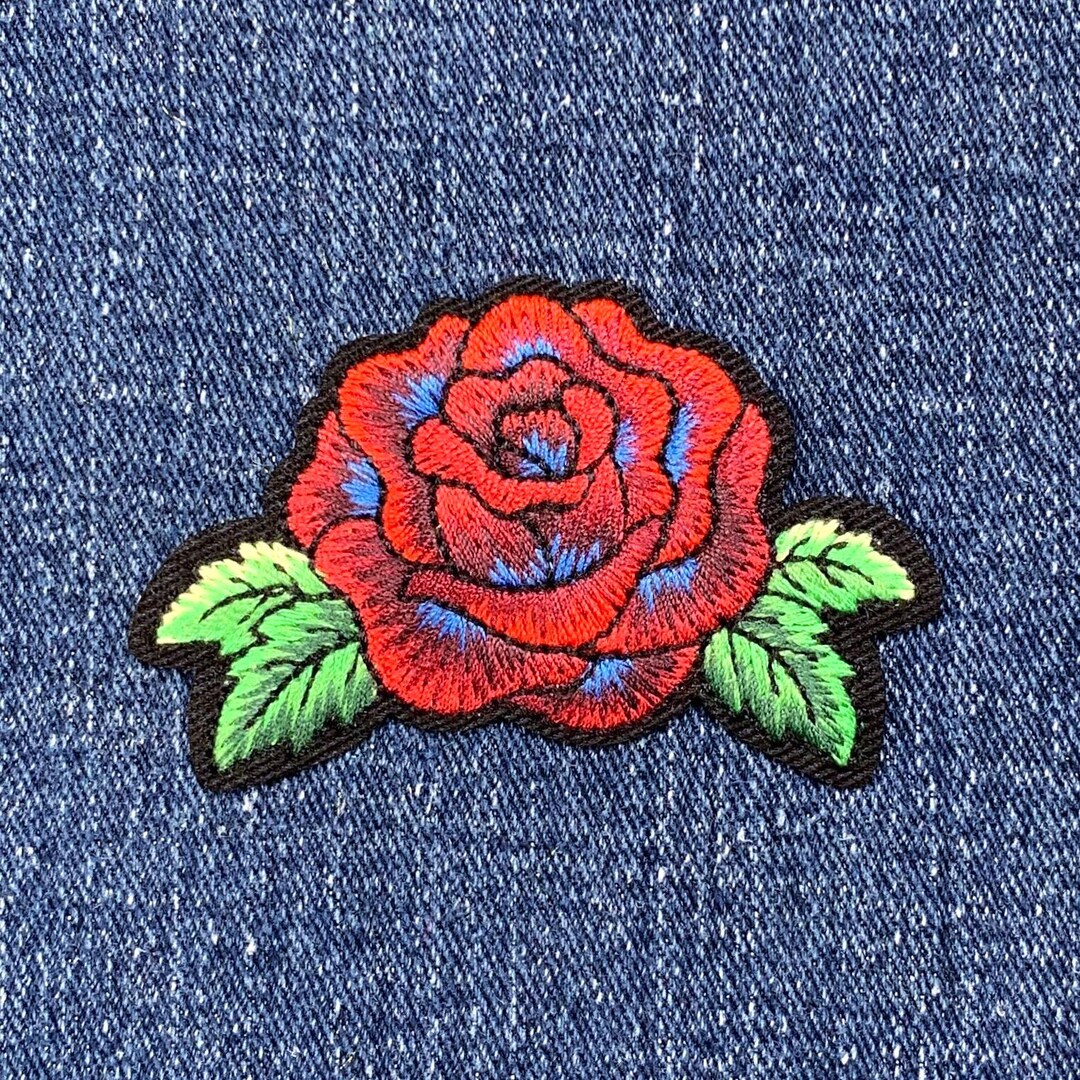 Red Rose Applique Patch - Embroidered Flower Badge 2.5" (iron On) - Etsy