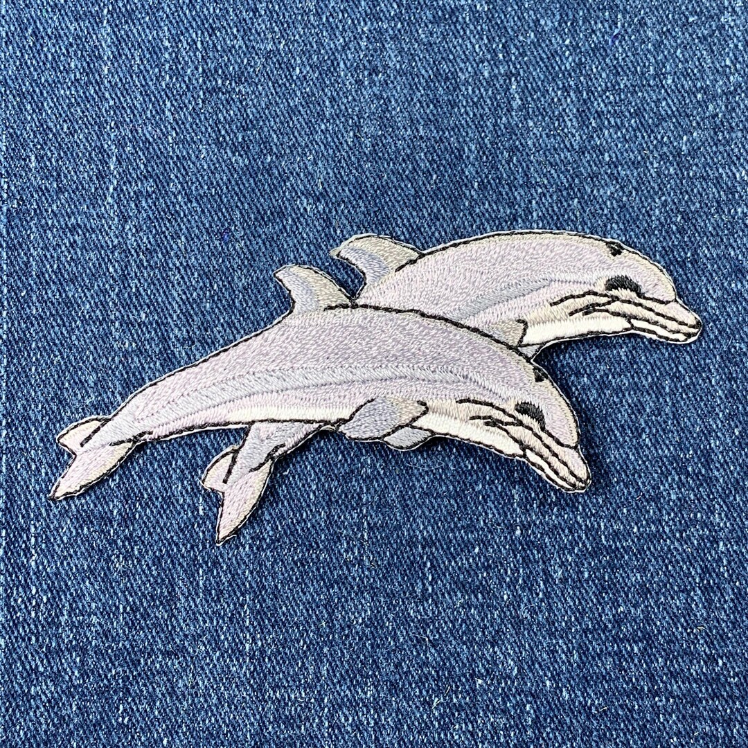 Two Dolphins Applique Patch - Animal Dolphin Embroidered Badge 3.75 ...