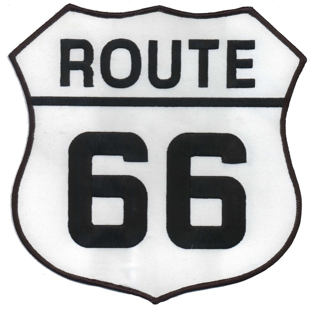 Extra Large Route 66 Patch - Black on White, for Jackets 8" (iron on or ...