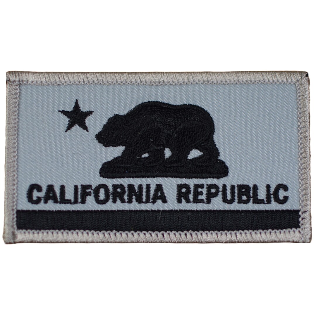 California Flag Patch - Black & Gray CA Republic Embroidered Badge 3.25 ...
