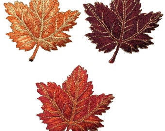 Autumn Fall Leaf Applique Patch Brown and Tan Maple Leaf | Etsy