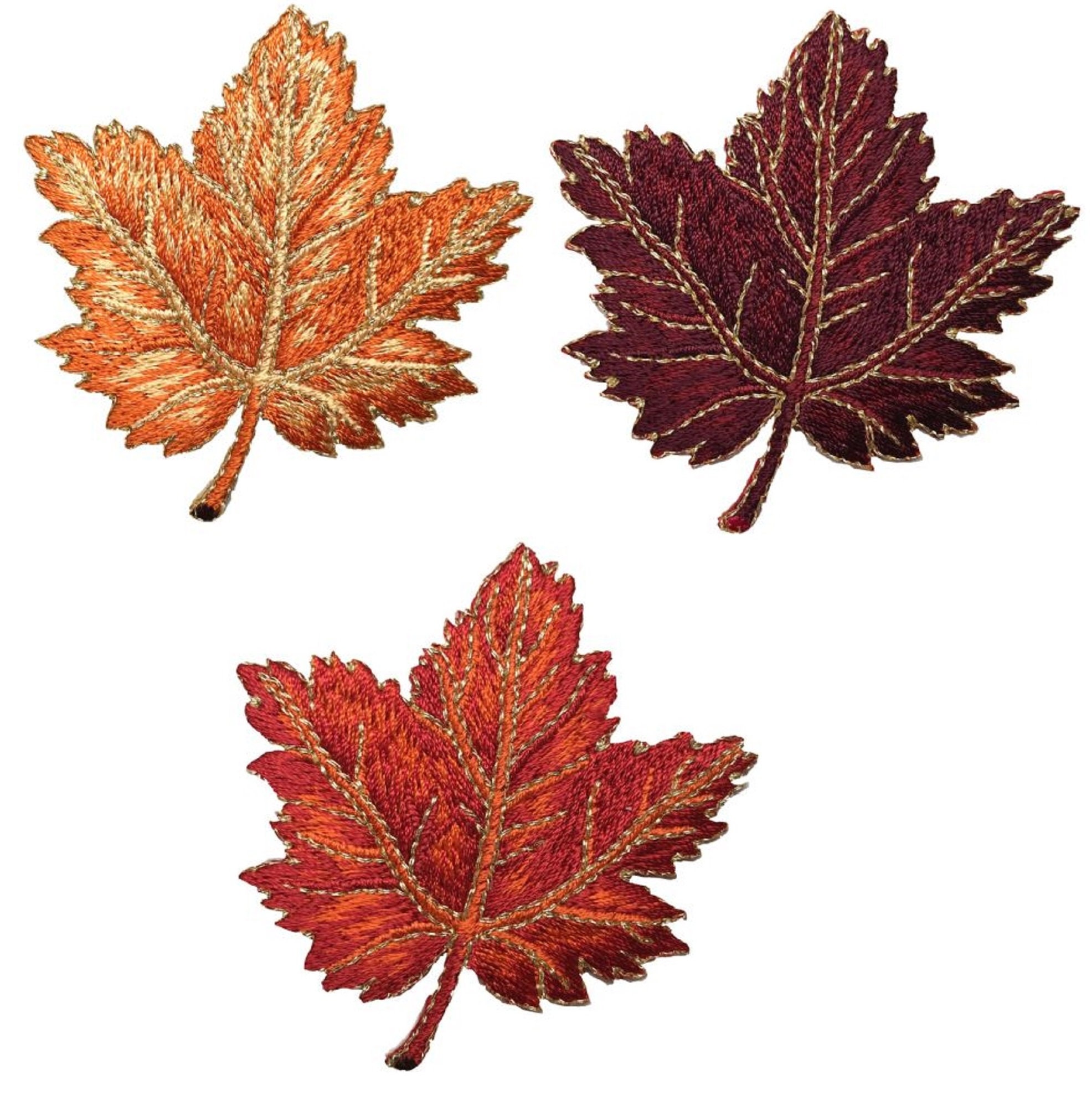Autumn Fall Leaf Applique Patch Orange Burgundy Tan/brown - Etsy