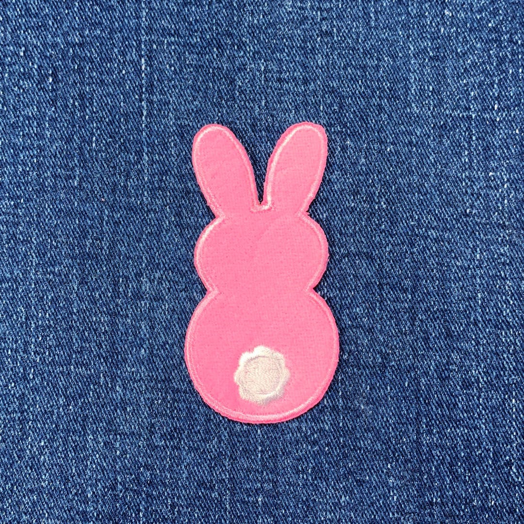 Pink Bunny Applique Patch - Embroidered Easter Rabbit Badge 2.75" (iron ...