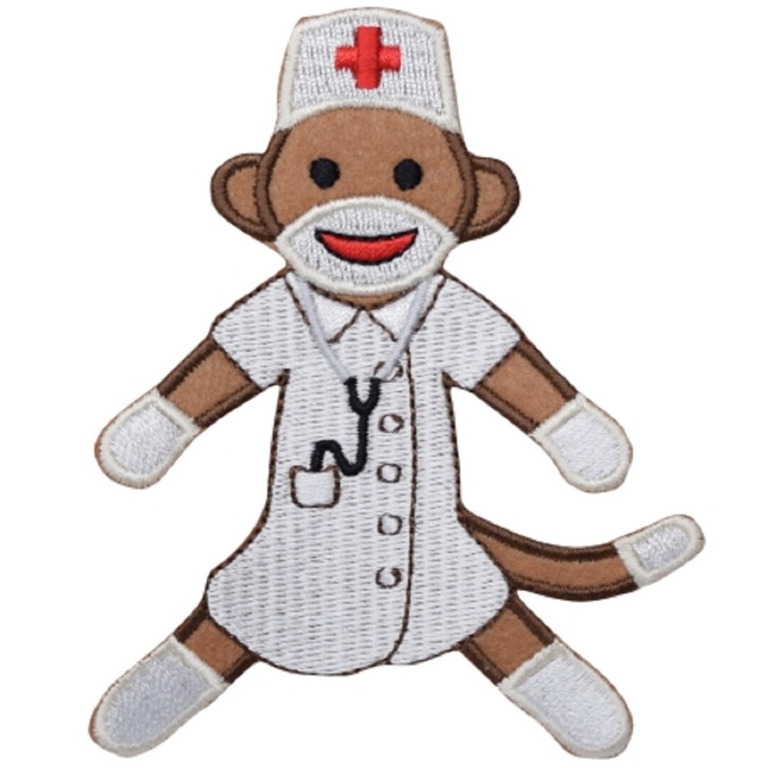 Nurse Applique Patch Sock Monkey, Medical, Hospital Badge 4 iron On - Etsy