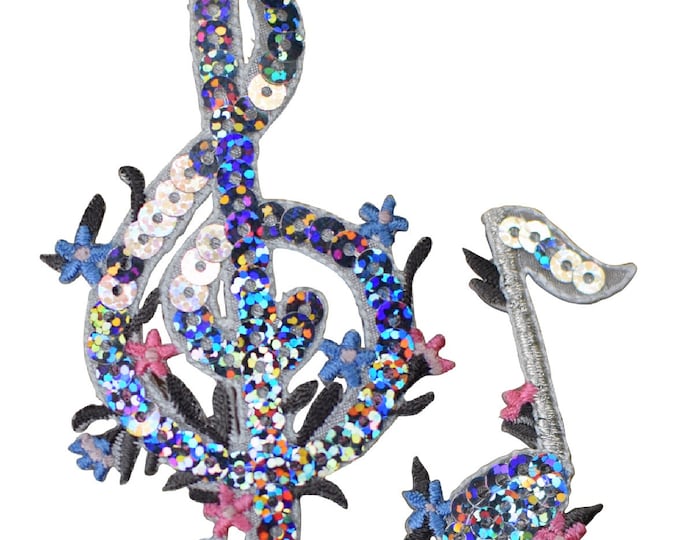 Sequin Music Notes Applique 2.5 CHOOSE YOUR COLOR - Etsy
