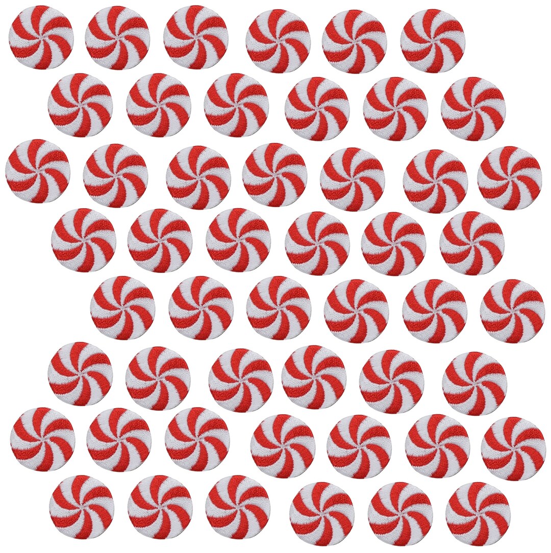 50-pack Mini Peppermint Candy Applique Patch Christmas Badge 1 iron On ...