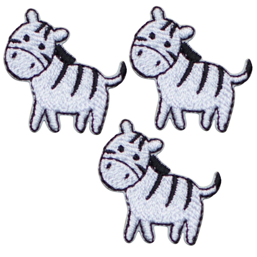 Mini Zebra Applique Patch - Zookeeper, Animal Badge 1" (3-pack, Iron On ...