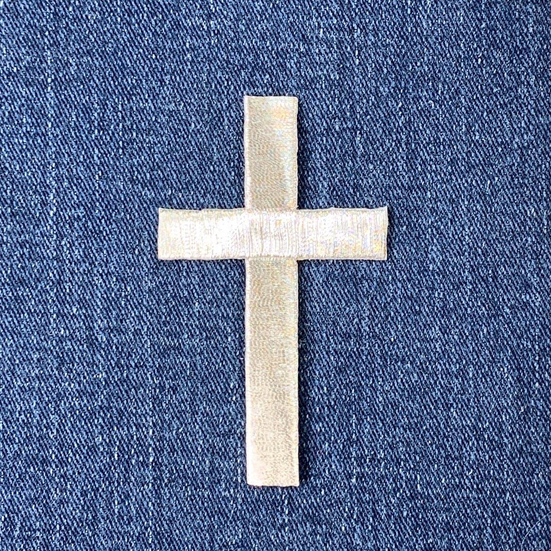 Silver Cross Applique Patch: Embroidered Iron-on Badge (3 Inch) - Etsy