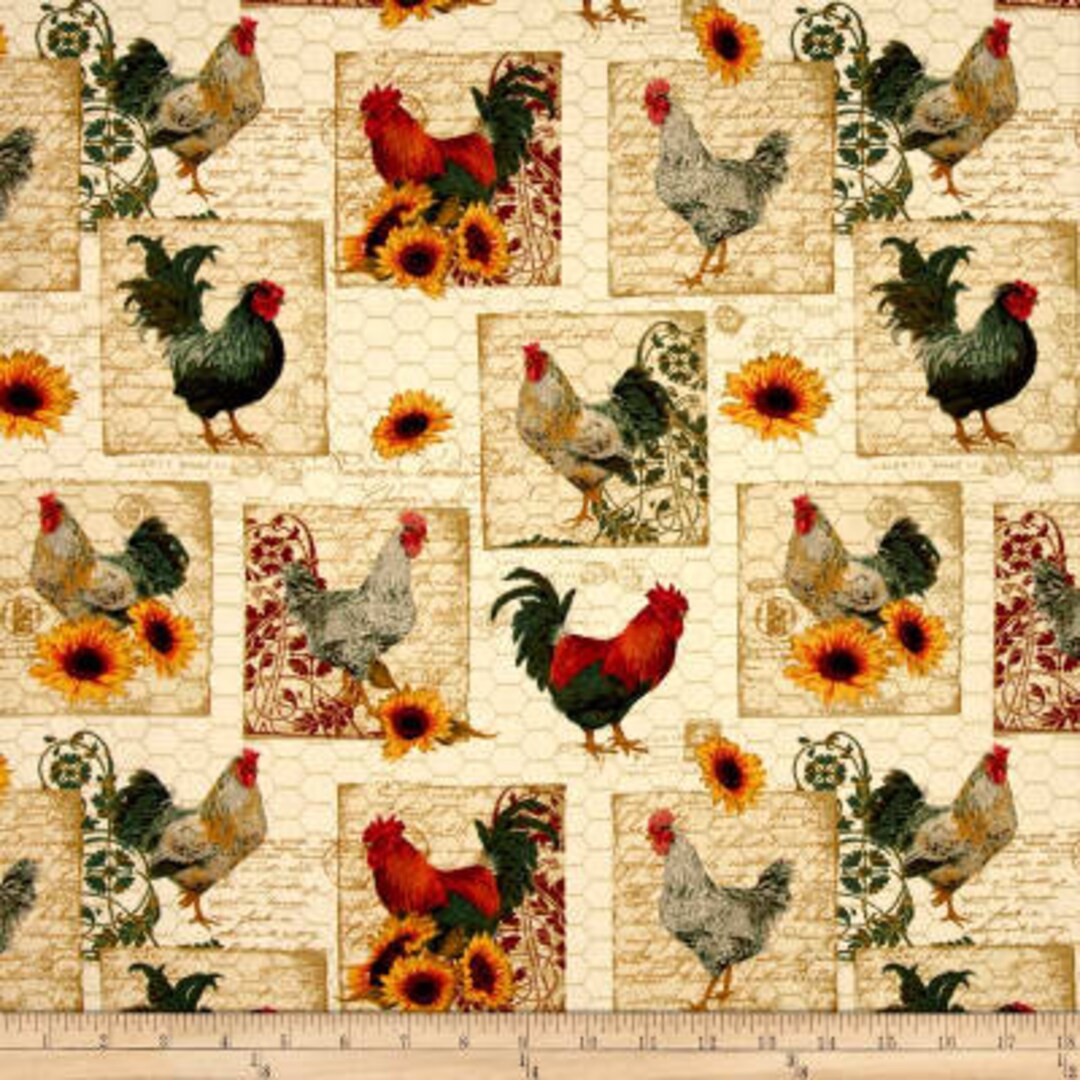French Roosters by Rebecca Baer for Penny Rose; C5070 100% Woven Cotton ...
