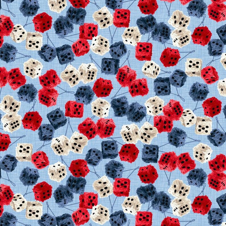 Fuzzy Dice American Muscle Studio E Patriotic; 100% Woven Cotton ...