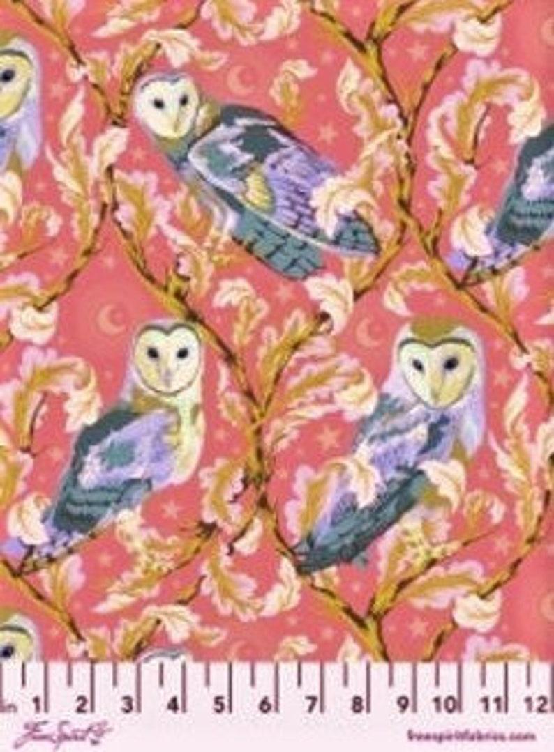 Tula Pink Night Owl in Dawn pink Background Purple Birds - Etsy