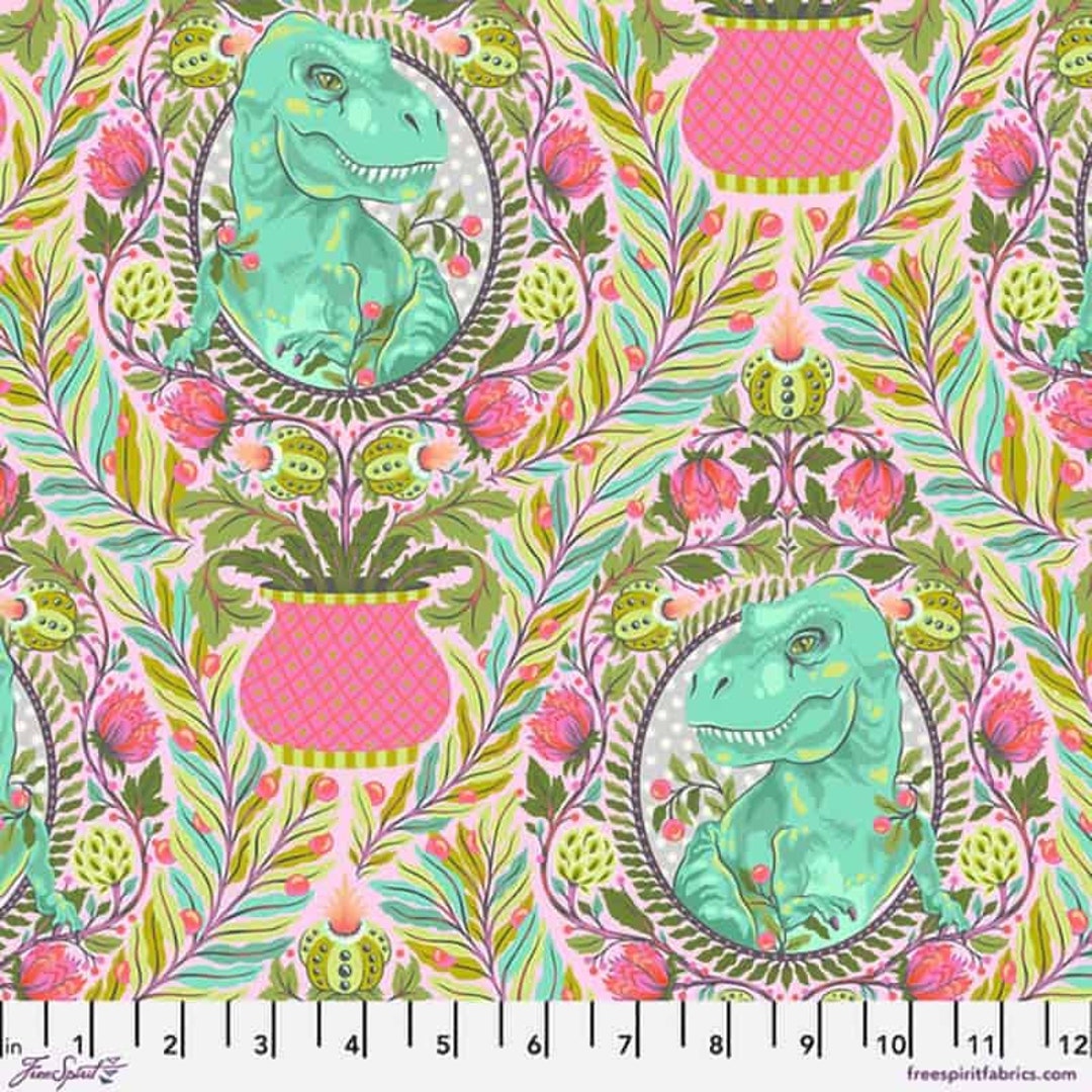 Tula Pink Tree Rex in Blush Roar! for Free Spirit Fabrics; 1 YARD 100% ...