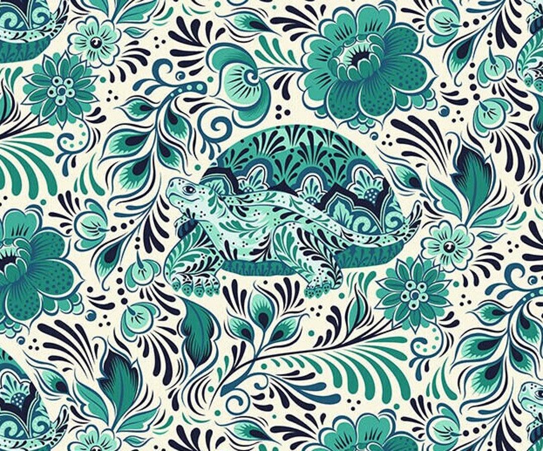 Tula Pink Bluebell Besties Turtle Print for Free Spirit Fabrics; 100% ...