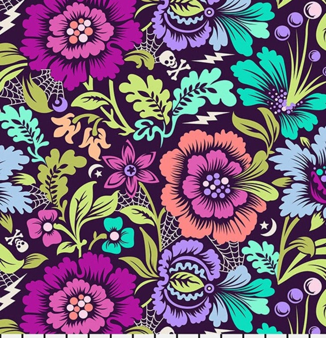Tula Pink Nightshade Spider Blossom in Equinox for Free Spirit Fabrics ...