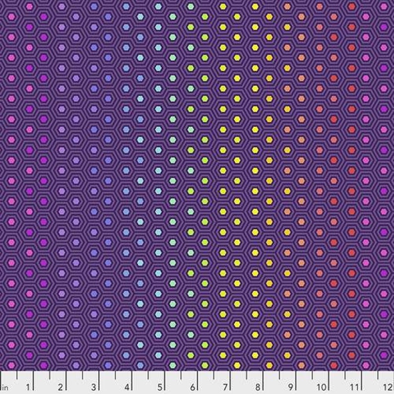 Tula Pink Tula's True Colors Hexy Rainbow in Starling; 100% Woven ...