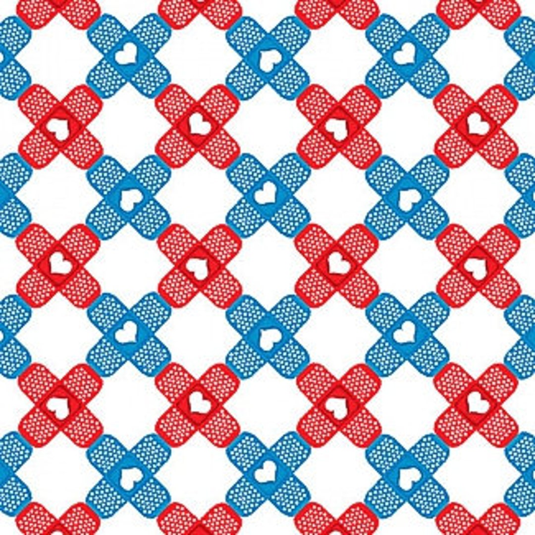 Big Hugs Band Aids Henry Glass & Co.; 100% Woven Cotton Quilting Fabric ...