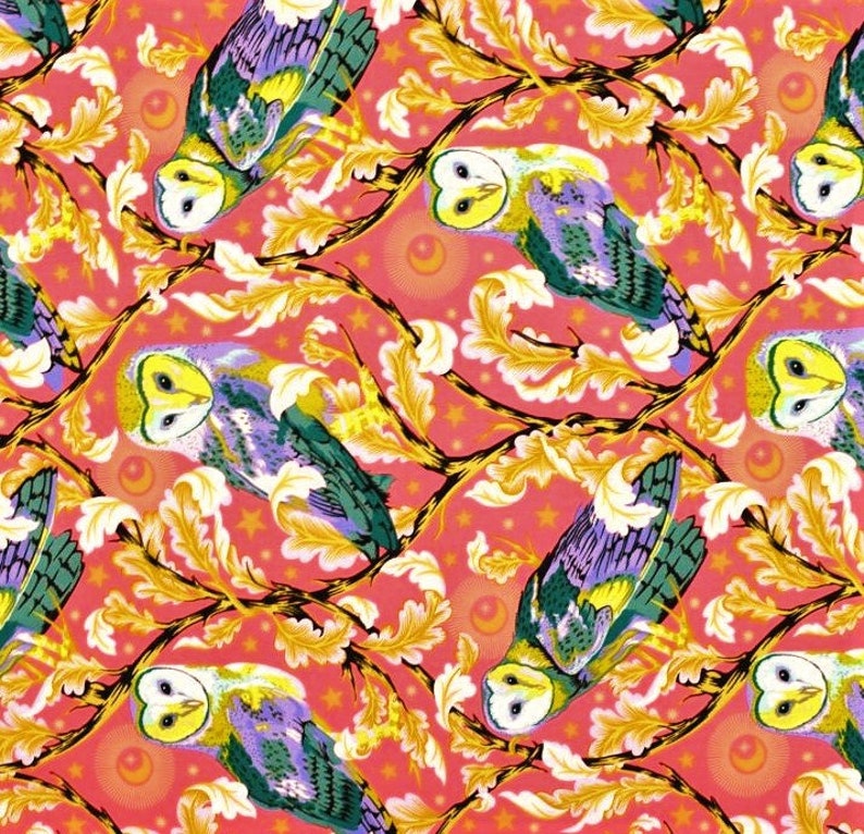 Tula Pink Night Owl in Dawn pink Background Purple Birds - Etsy