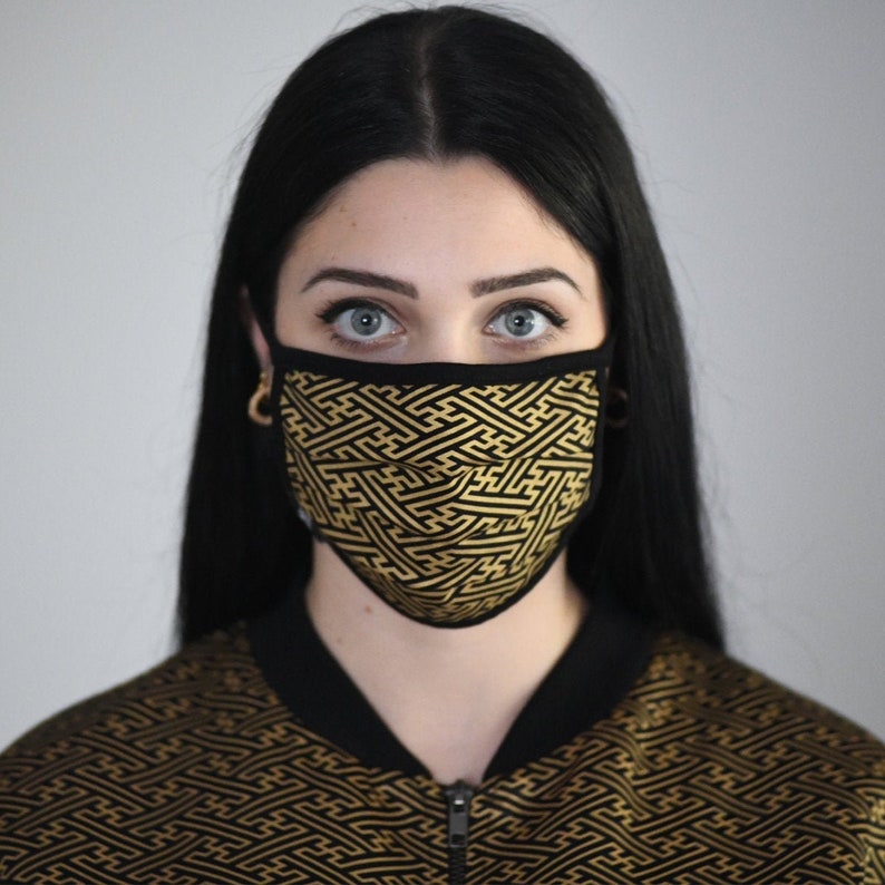 Sacred Geometry Unisex Cotton Mask-Gold Sayagata-Geometric | Etsy