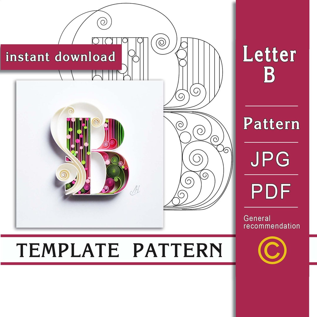 Letter B / Quilling Paper Art / ONLY Template / ONLY Pattern / General ...