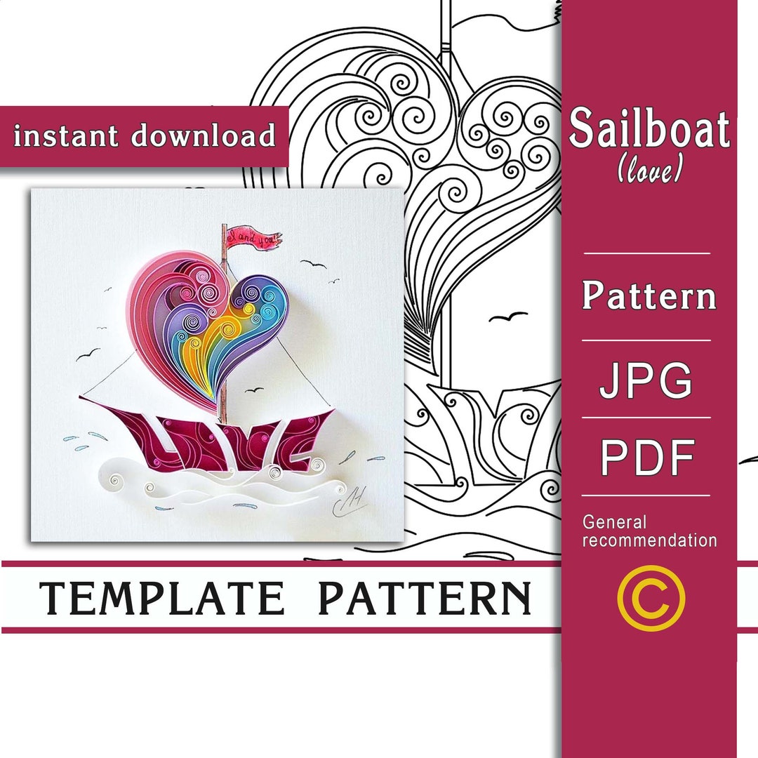 Sailboat / Quilling Paper Art / ONLY Template / ONLY Pattern / Instant ...