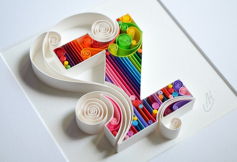 Letter Z Quilling Wall Paper Art Custom Monogram | Etsy