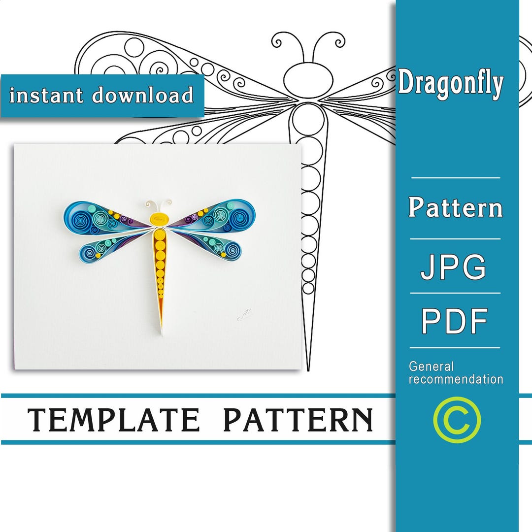 Dragonfly / Quilling Paper Art/ ONLY Template/ ONLY Pattern/ General ...
