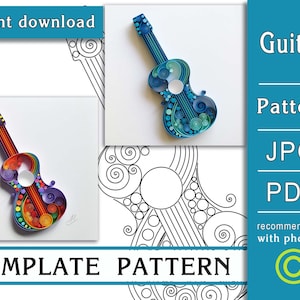 Guitar / Quilling Paper Art / ONLY Template / ONLY Pattern / - Etsy