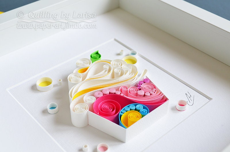 Happy Cupcake - Quilling Paper Wall Art - Handmade Gift - Creative Gift ...