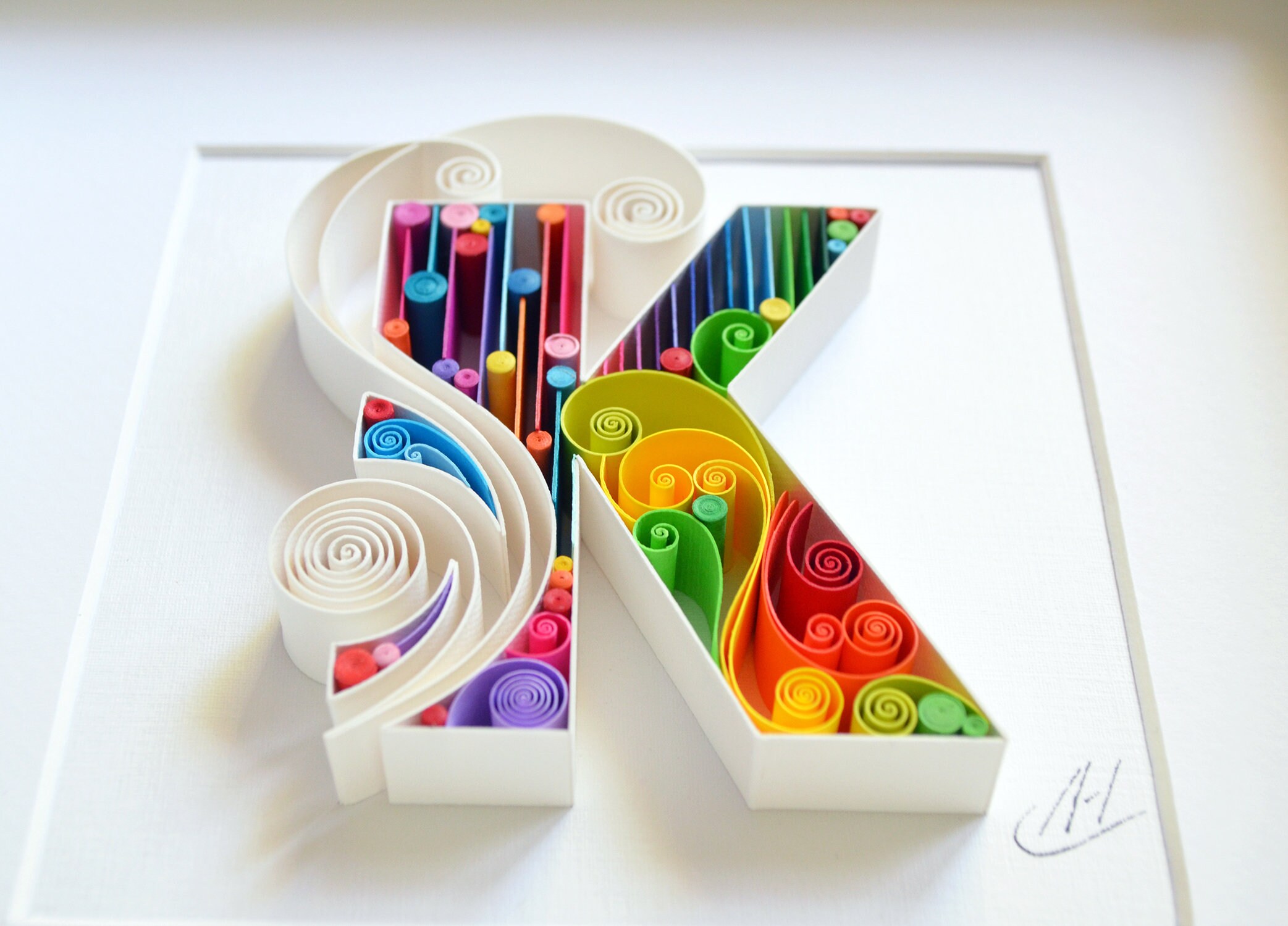 K Quilling wall paper art Letter K Personalised Custom | Etsy