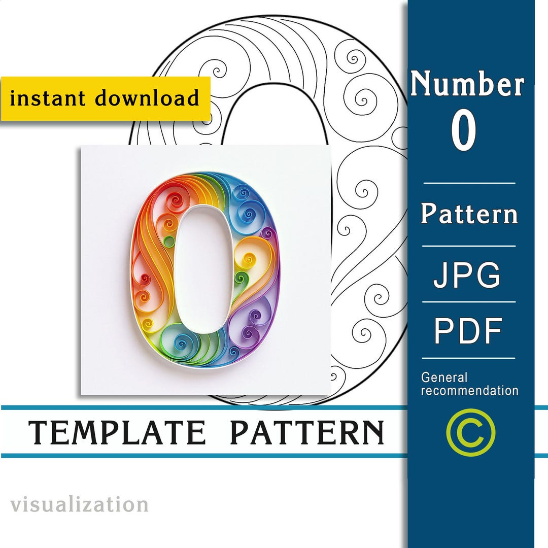 Quilling Number 0 Template: Printable Paper Craft Pattern (PDF & JPG ...