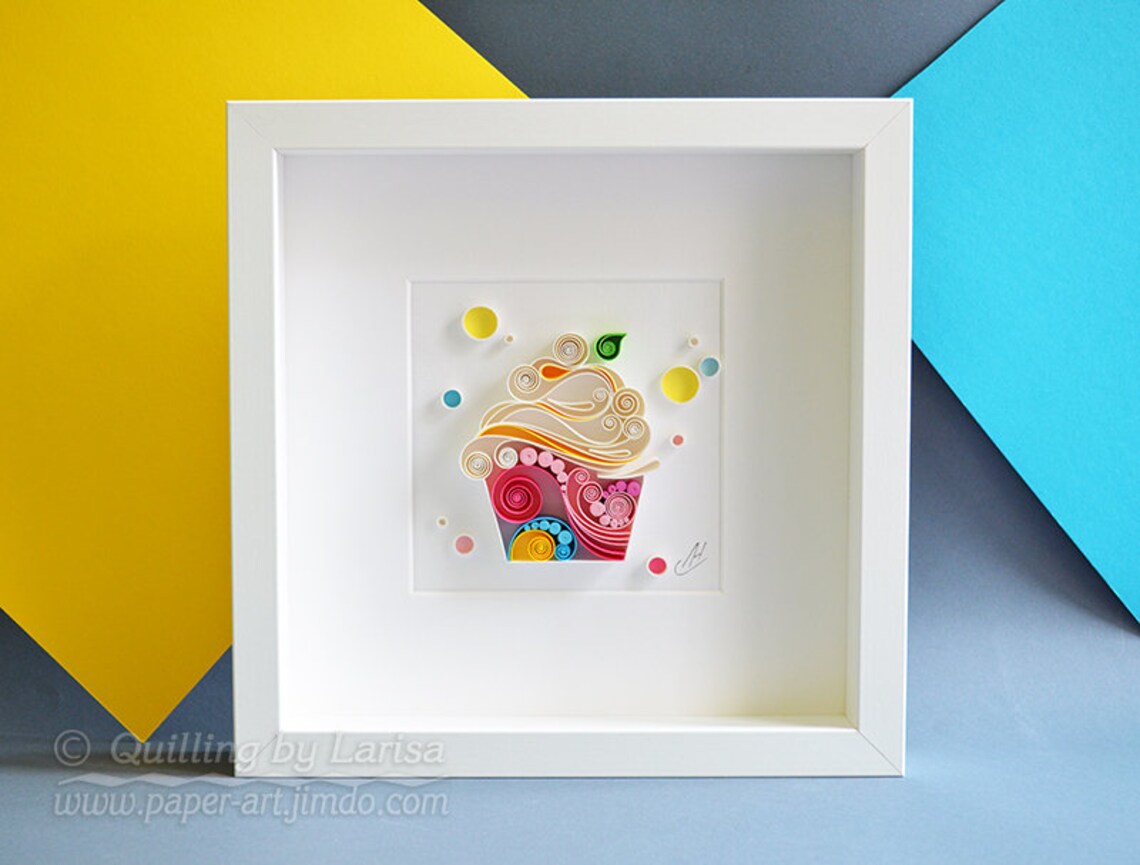 Happy Cupcake Quilling Paper Wall Art Handmade Gift - Etsy