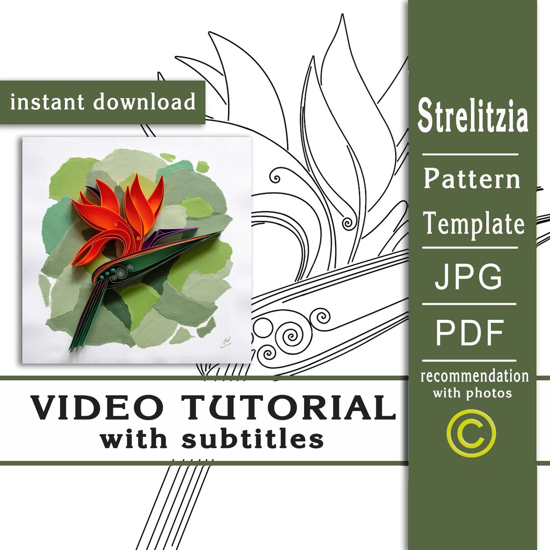 Strelitzia / Video Tutorial With Subtitles / Template / Step by Step ...