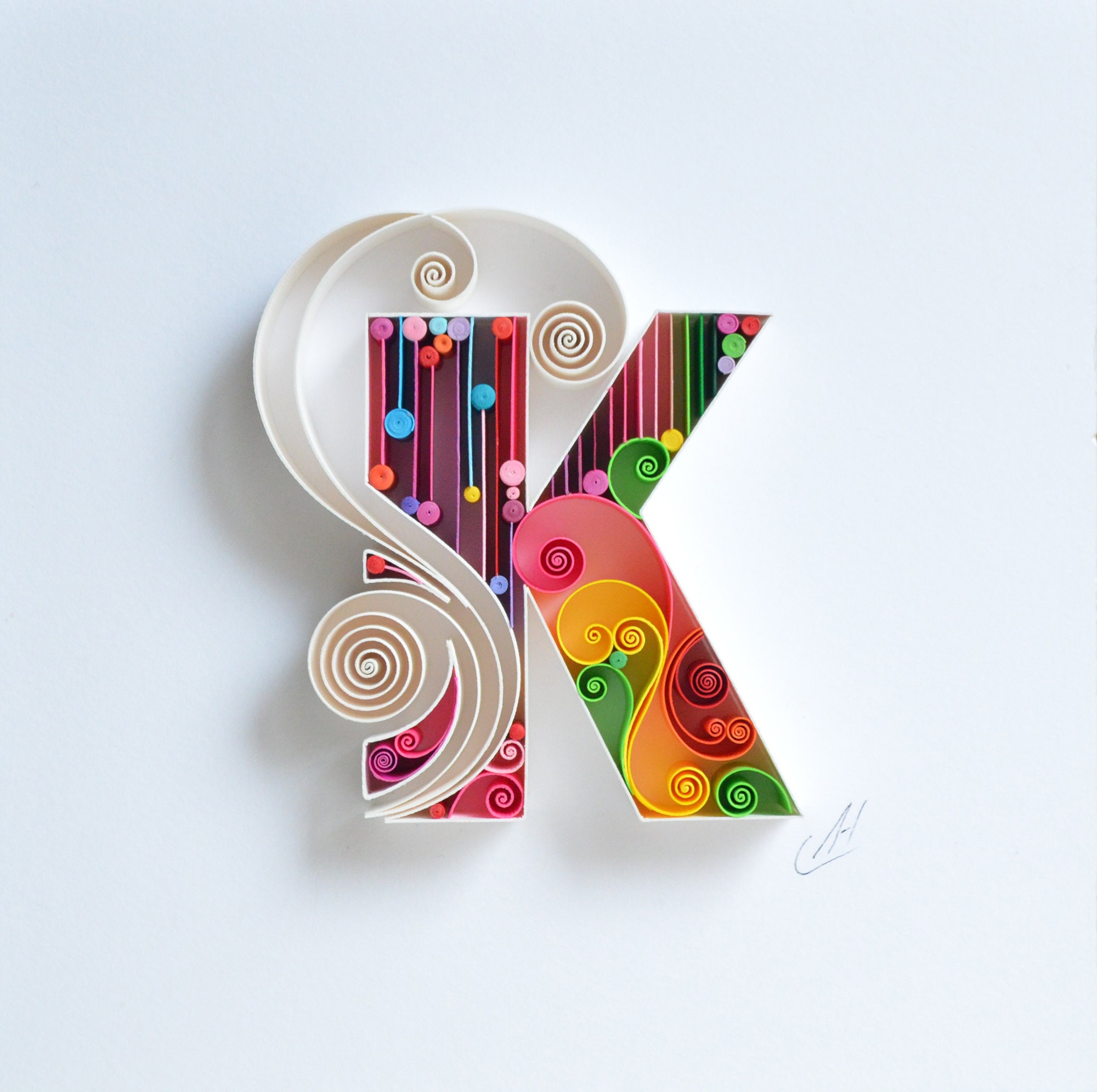 K Quilling wall paper art Letter K Personalised Custom | Etsy