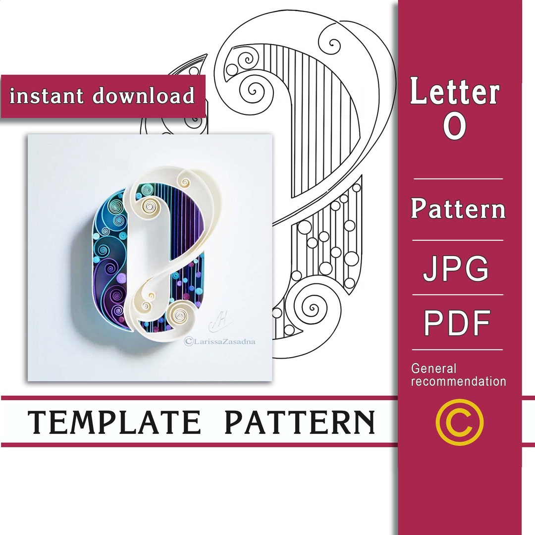 Letter O / Quilling Paper Art / ONLY Template / ONLY Pattern/ General ...