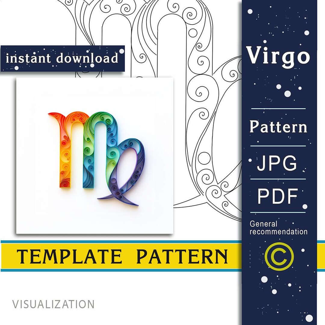 Virgo Zodiac Quilling Template – Paper Craft Pattern (PDF & JPG ...