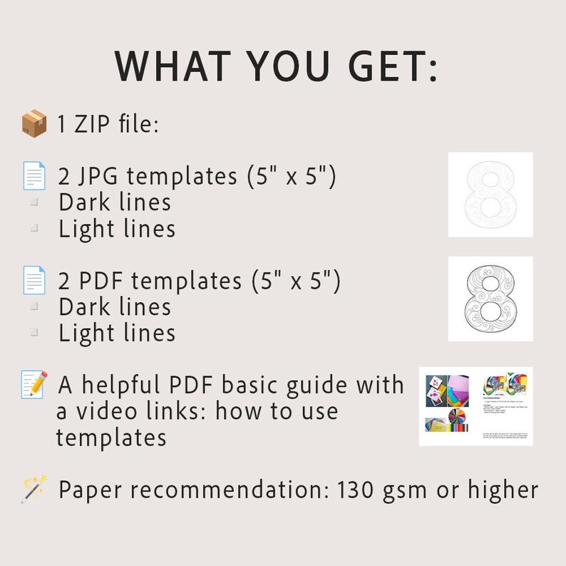 Quilling Number 8 Template – DIY Paper Craft Pattern (PDF/JPG) Digital ...