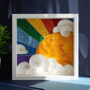 Rainbow, Sun and Clouds - Quilling Paper Wall Art / Colorful Home Decor ...