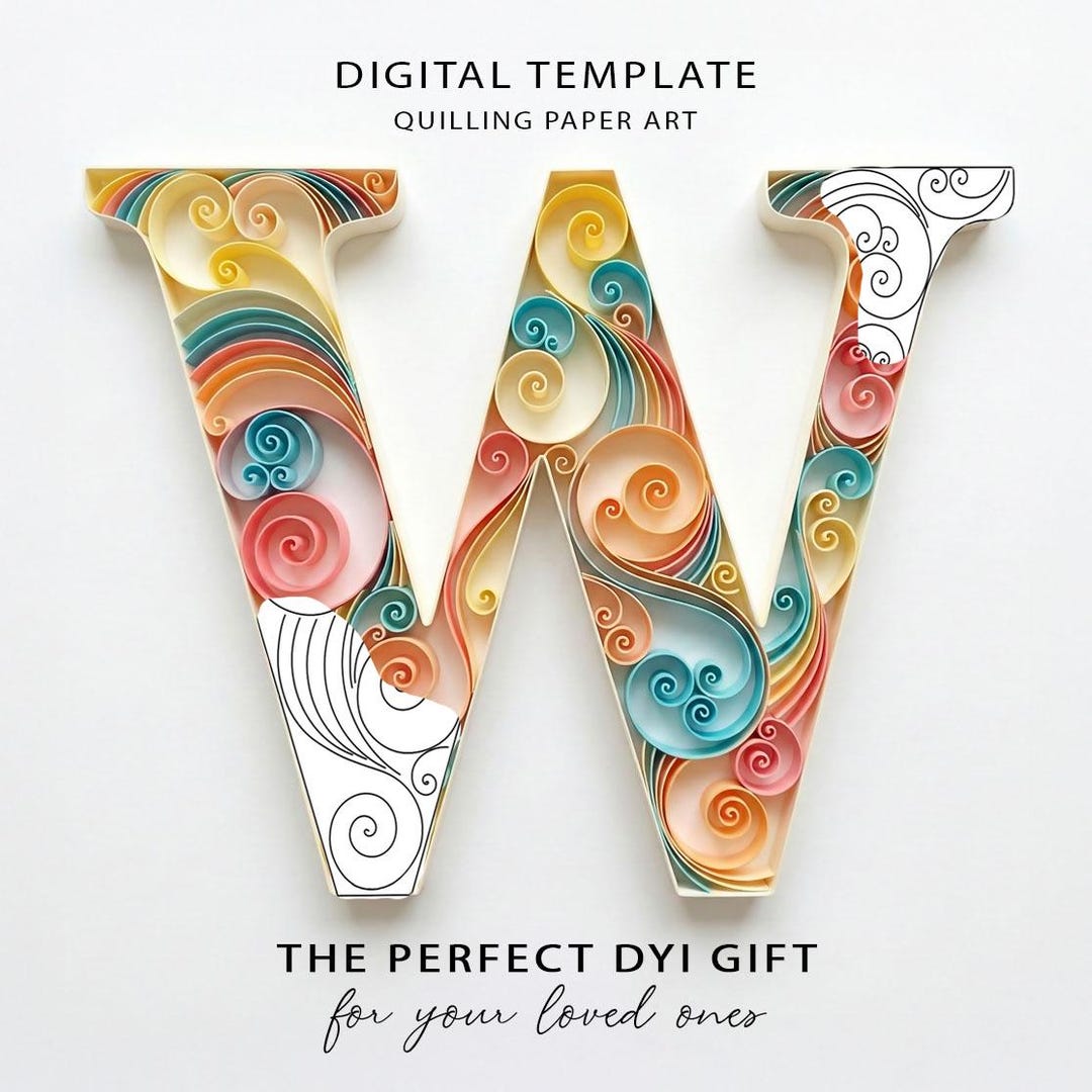 Letter W Quilling Template: Paper Art Monogram Pattern (digital PDF ...