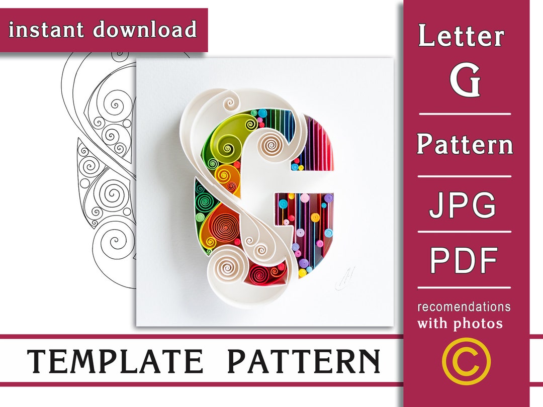 Letter G / Quilling Paper Art / ONLY Template / ONLY Pattern / - Etsy