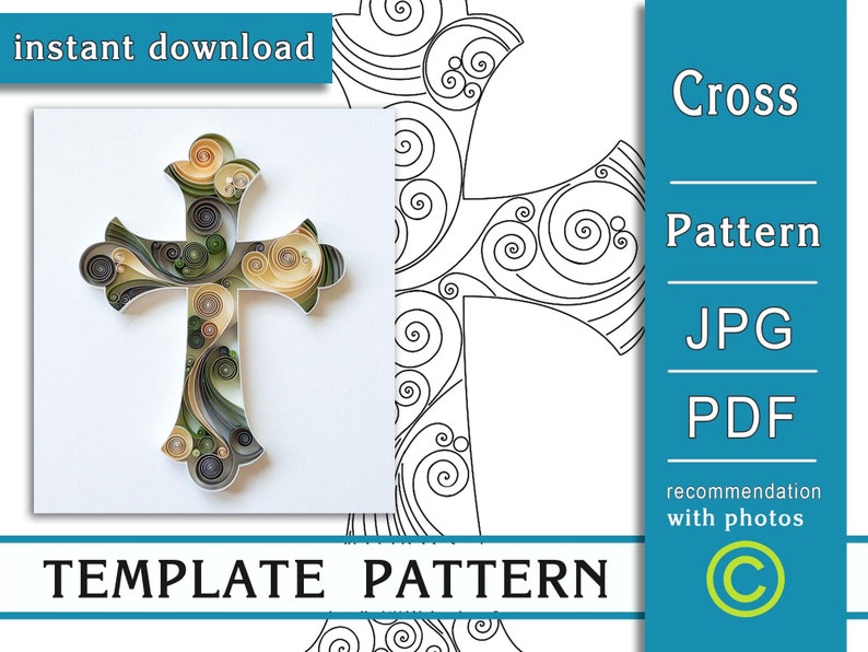 Cross /quilling Paper Art / ONLY Template / ONLY Pattern / - Etsy